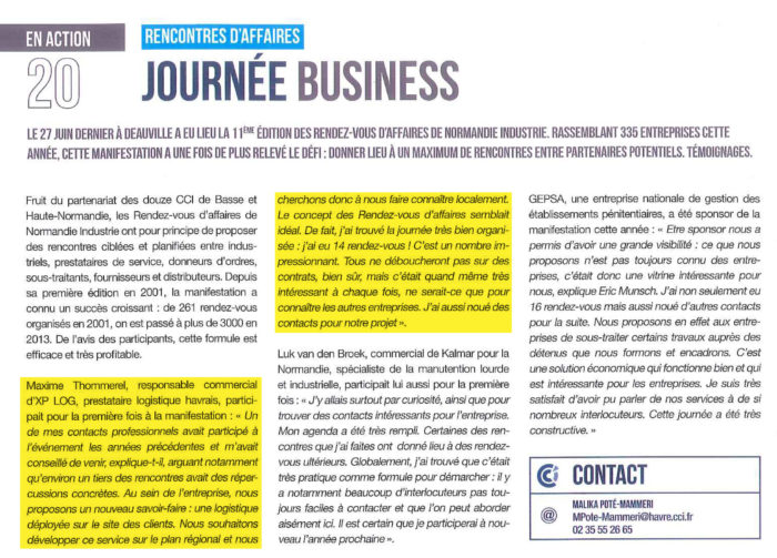 Actualité : XP LOG présent en Normandie aux RDV d'affaires